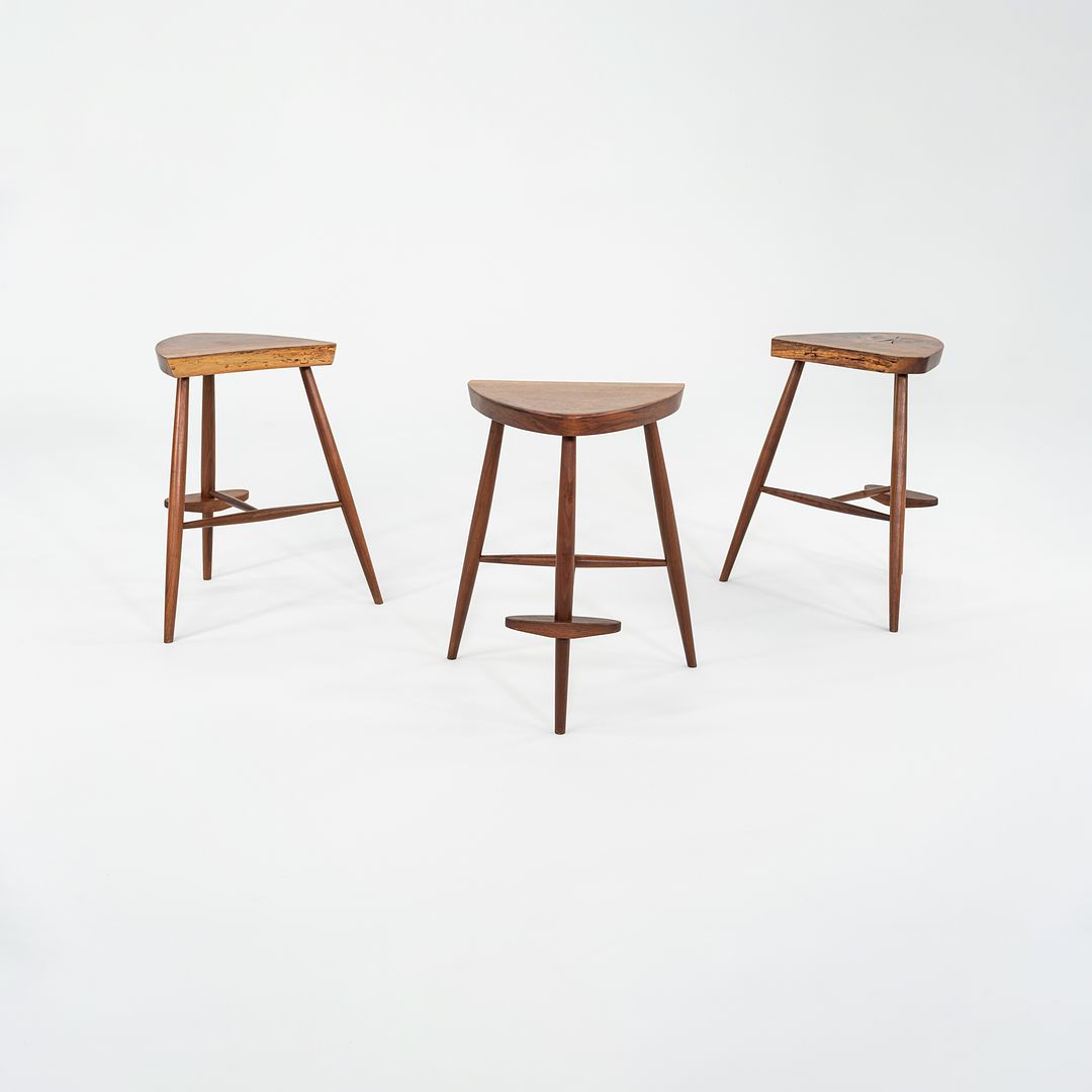 Custom Three-Legged Counter Stools by Mira Nakashima | Rarify
